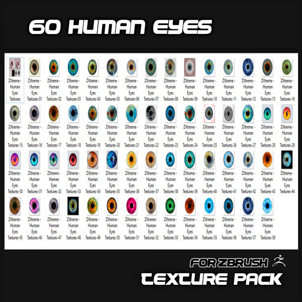 60 HUMAN EYES TEXTURE PACK – ZBRUSHXTREME